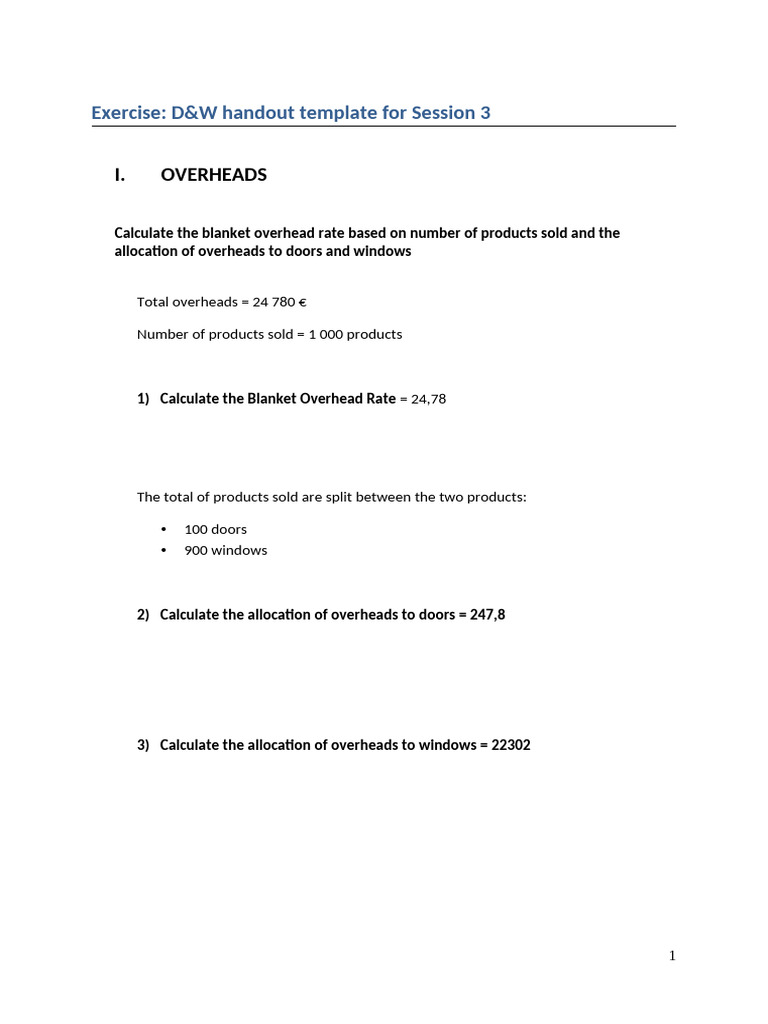 Session 3 - Template For Handout | PDF | Inventory | Glasses