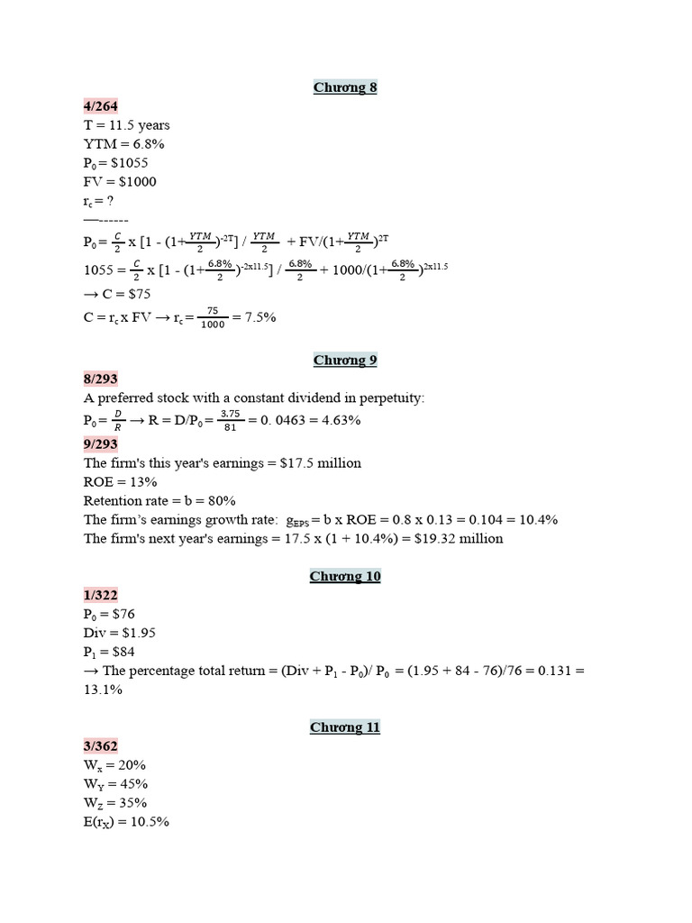 Financial Calculations and Analysis Guide | PDF