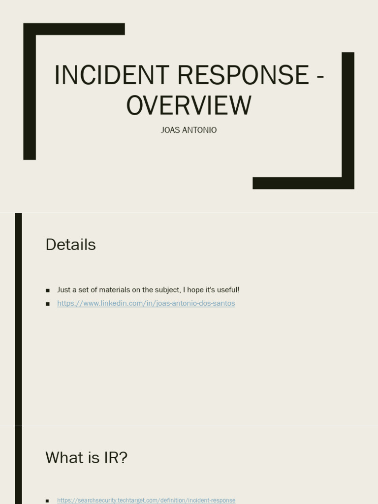 Incident Response - Overview | PDF