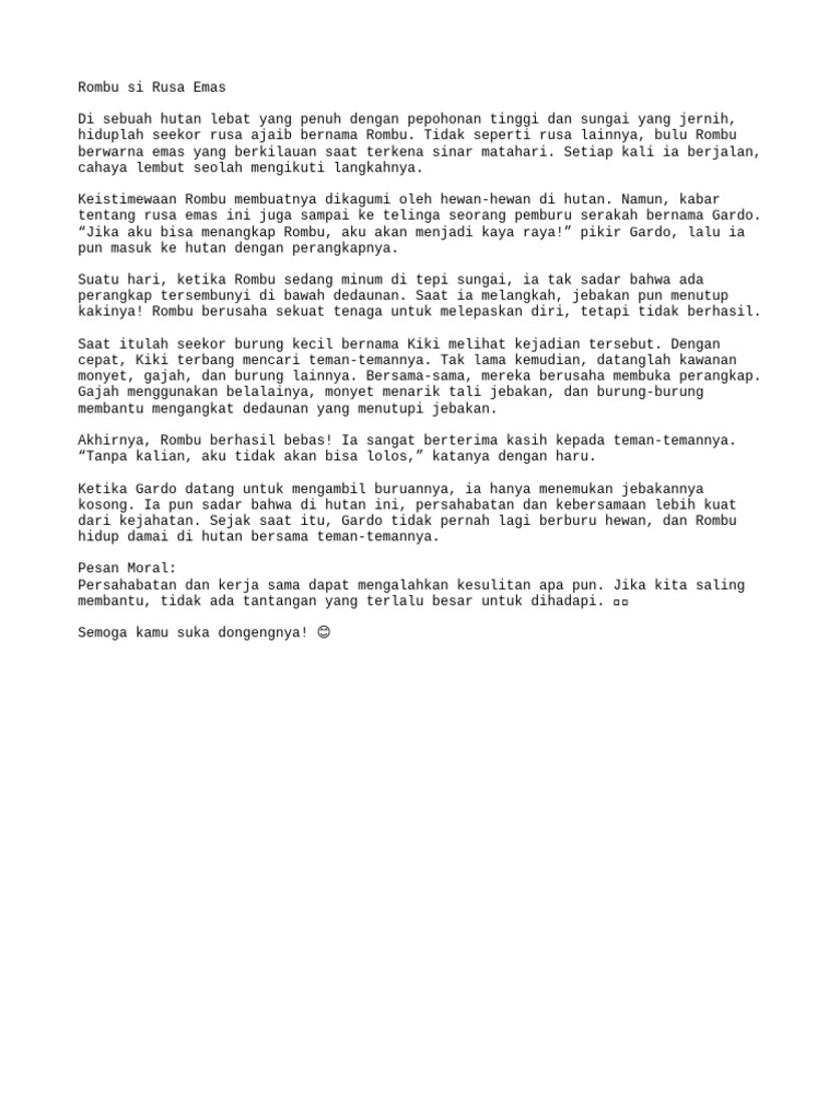 Rombu: Rusa Emas dan Persahabatan | PDF
