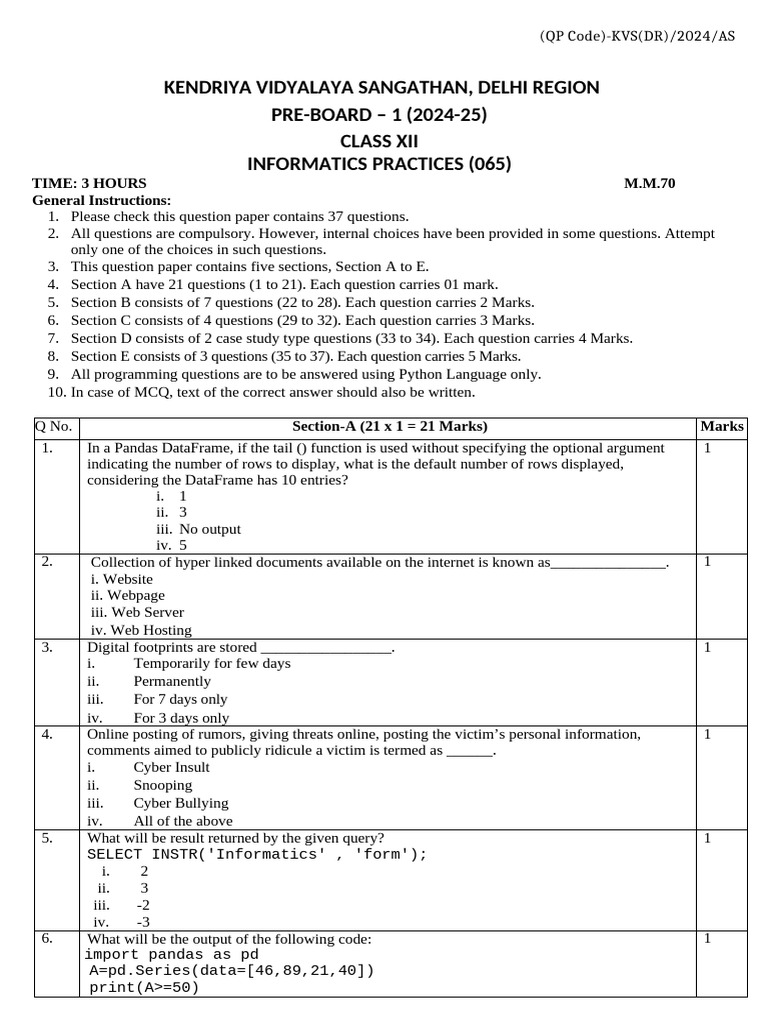 QP_IP_XII_SET 2 | PDF | Data | Data Management Software QP_IP_XII_SET 2 | PDF | Data | Data Management Software