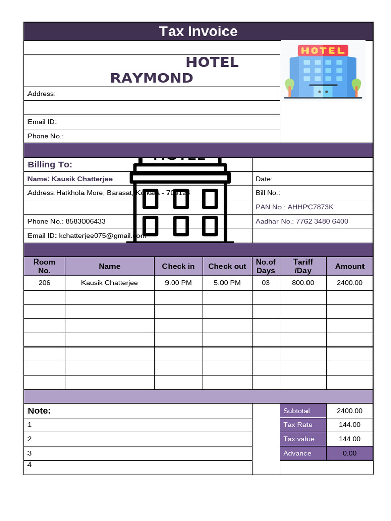 Hotel-Bill-Format-01 | PDF