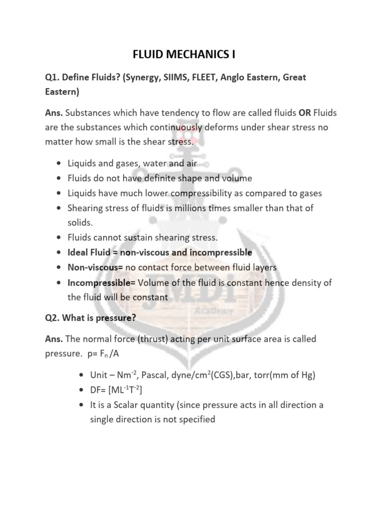 8.FLUID MECHANICS 1st (1) | PDF | Buoyancy | Pressure