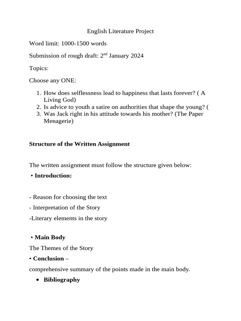 English Literature Assignment | PDF