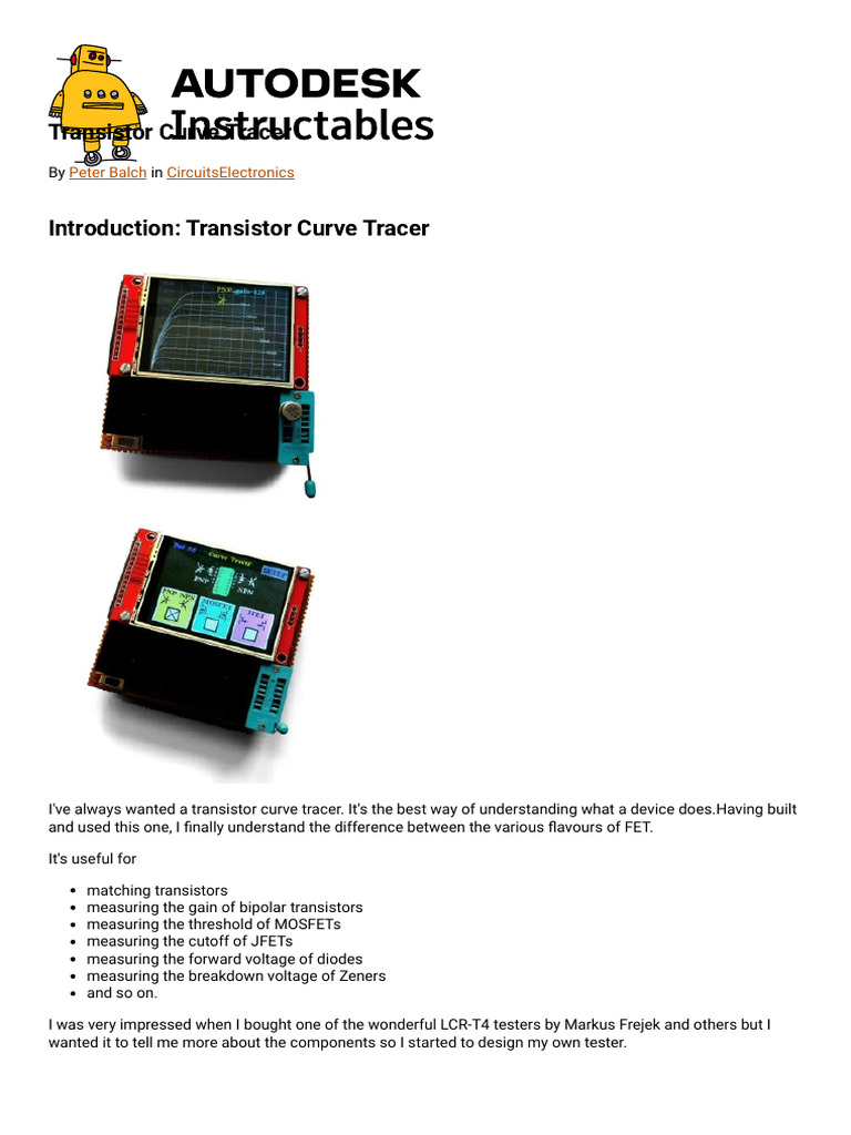 Transistor Curve Tracer - 7 Steps (With Pictures) - Instructables | PDF | Field Effect ...