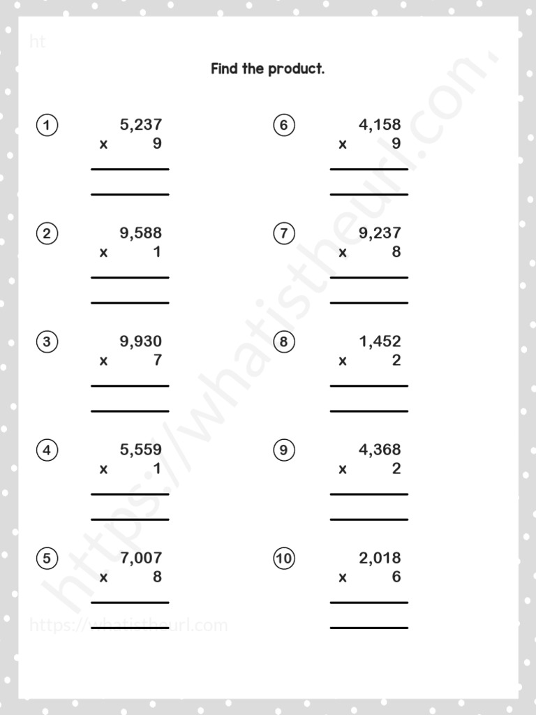 4-Digit by 1-Digit Multiplication Guide | PDF