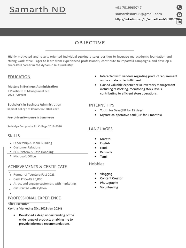 Samarth ND - Resume | PDF