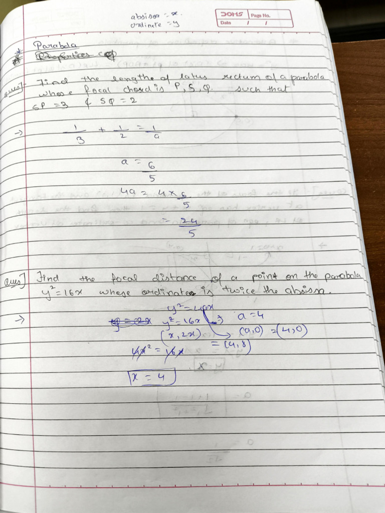 Parabola Maths Notes | PDF