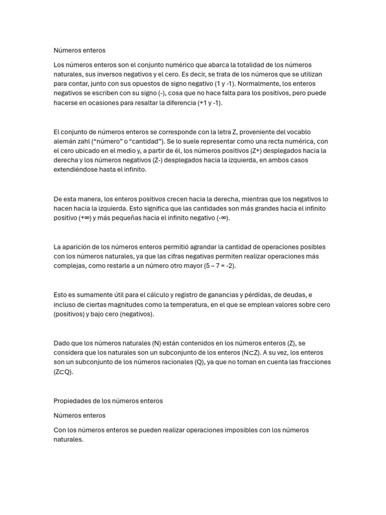 Introducción a los Números Enteros | PDF | Sustracción | Entero