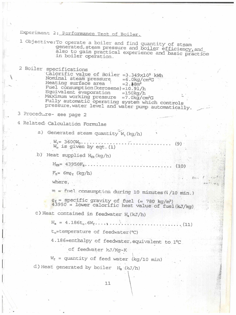 Experiment 2 - Perfomance Test of Boiler | PDF