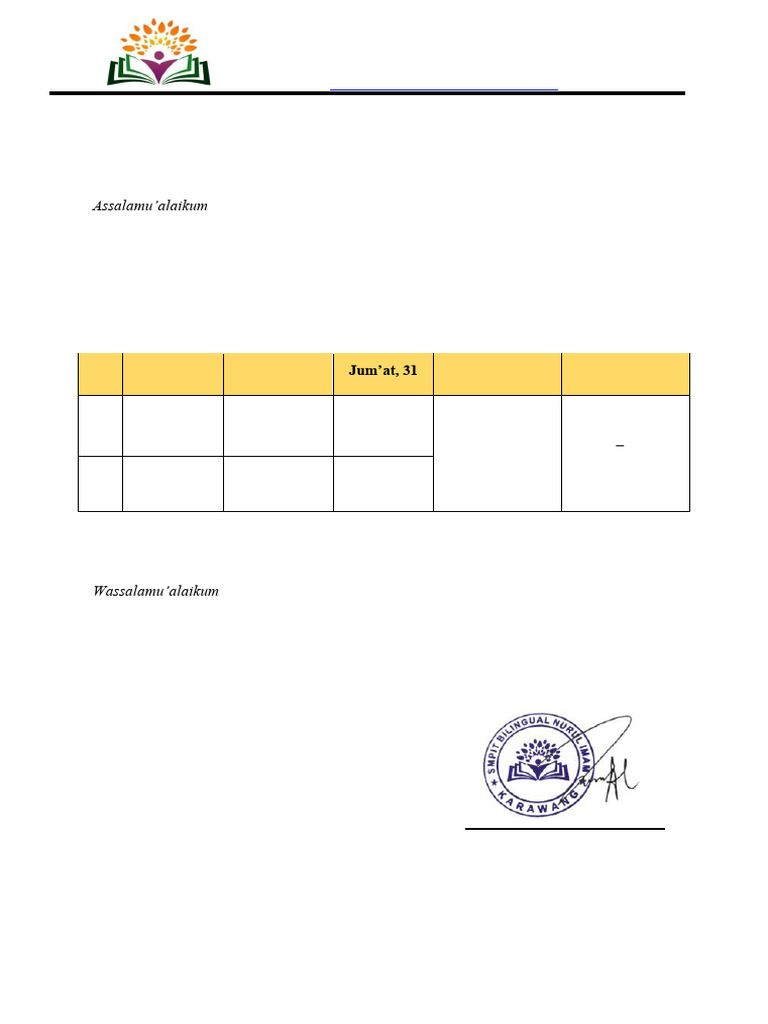 Surat Pemberitahuan Kegiatan JBP & P5 | PDF