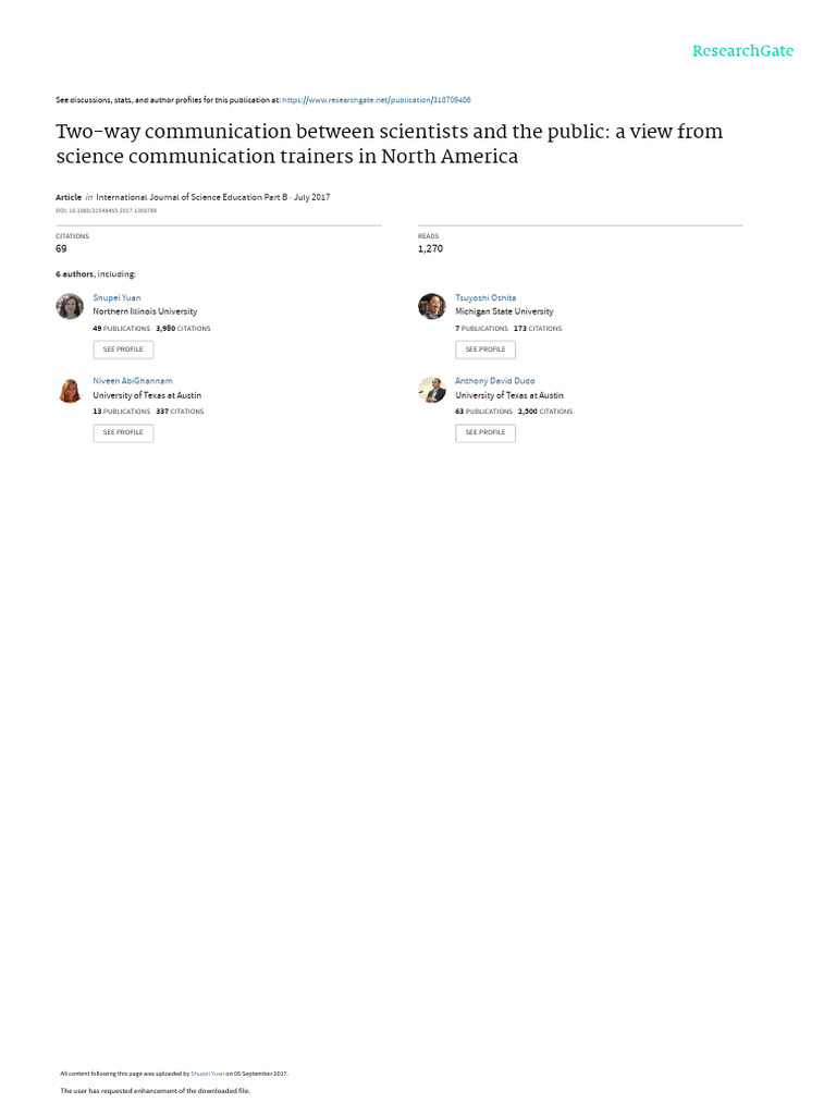 Two-Way Communication Between Scientists and The Public: A View From ...