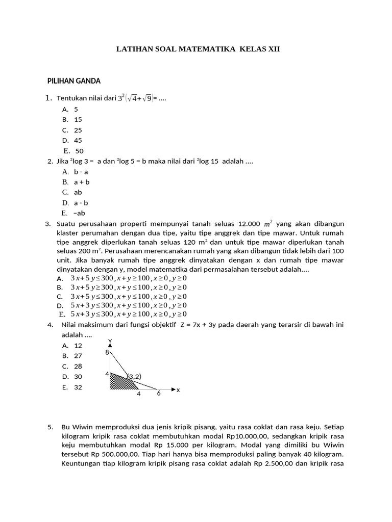 Latihan Soal Matematika Kelas Xii | PDF