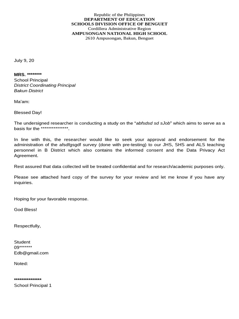Research Approval Request for Survey | PDF