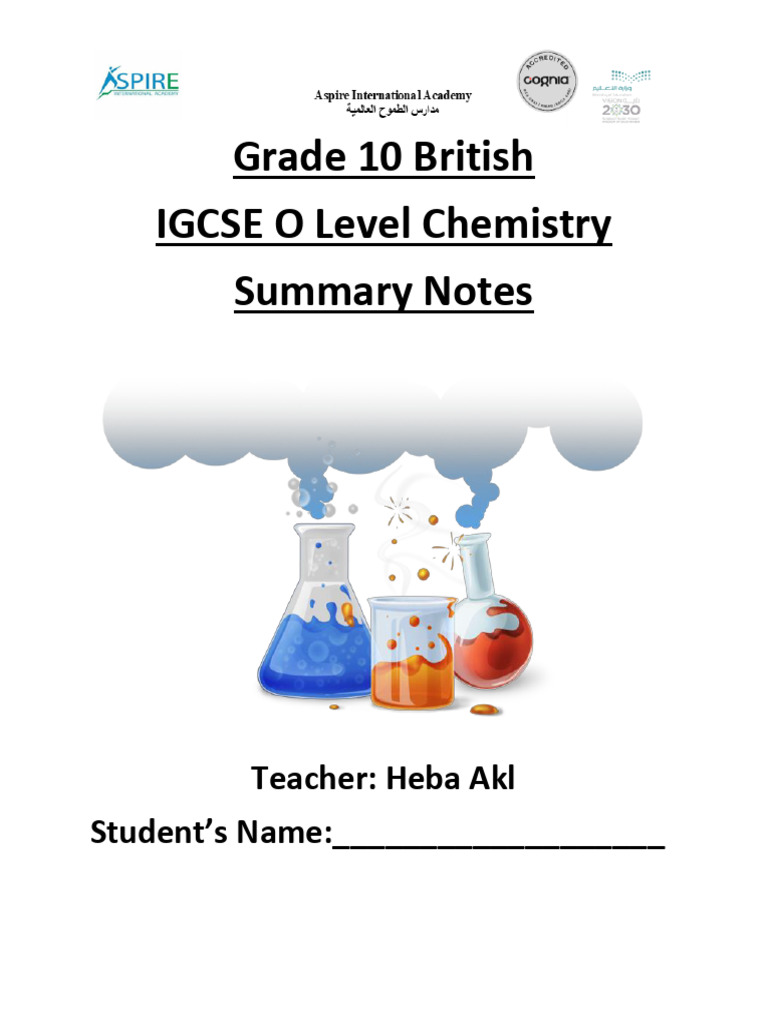 IGCSE O Level Chemistry Summary Notes | PDF