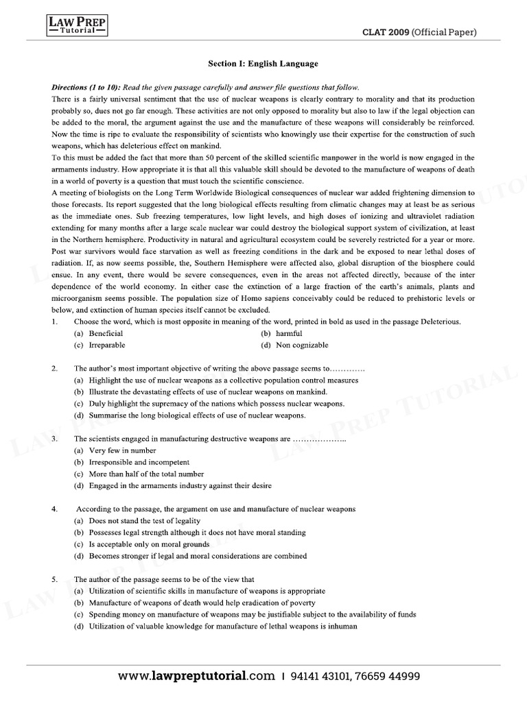 Clat 2011 | PDF