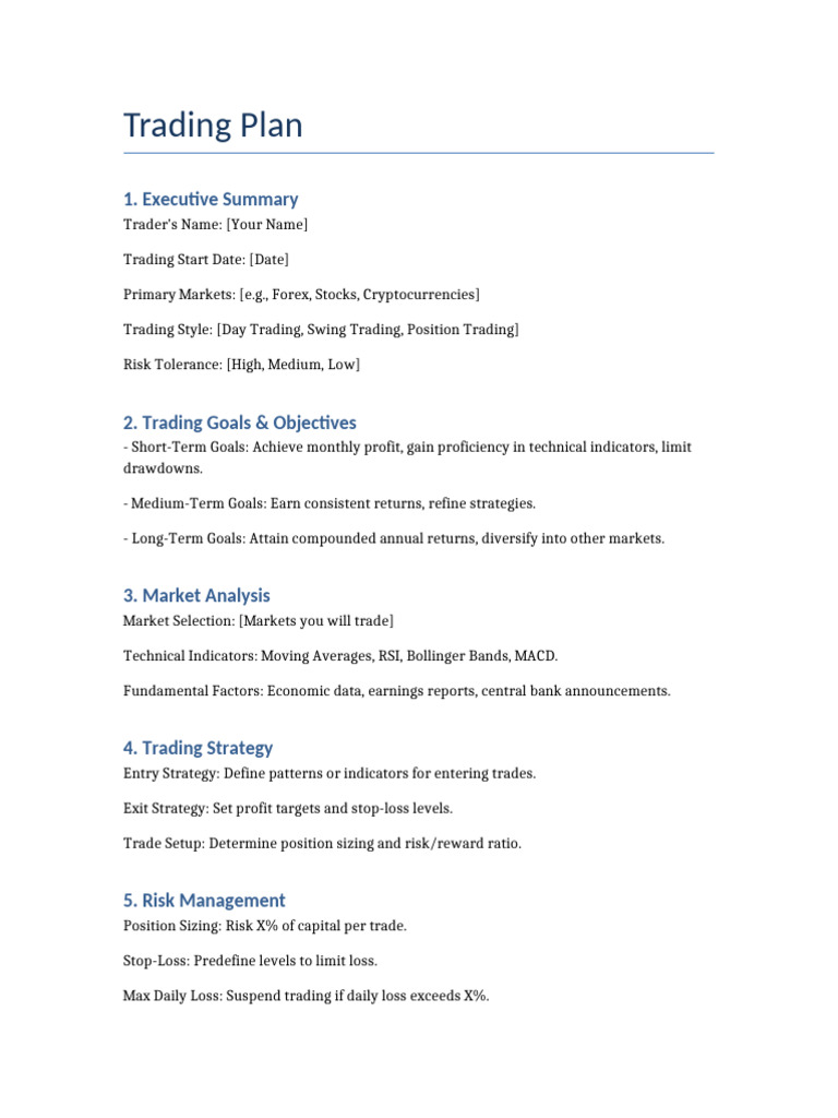 Trading Plan Simple | PDF