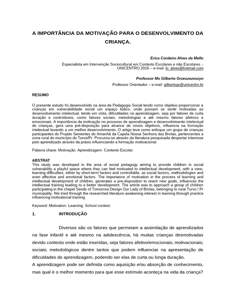 A_import_ncia_da_motiva_o_vers_o_final | PDF | Aprendizado | Pedagogia