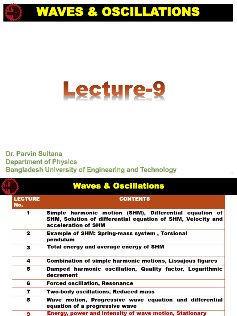 Psmony Lec-9 - Waves & Oscillations | PDF | Waves | Oscillation