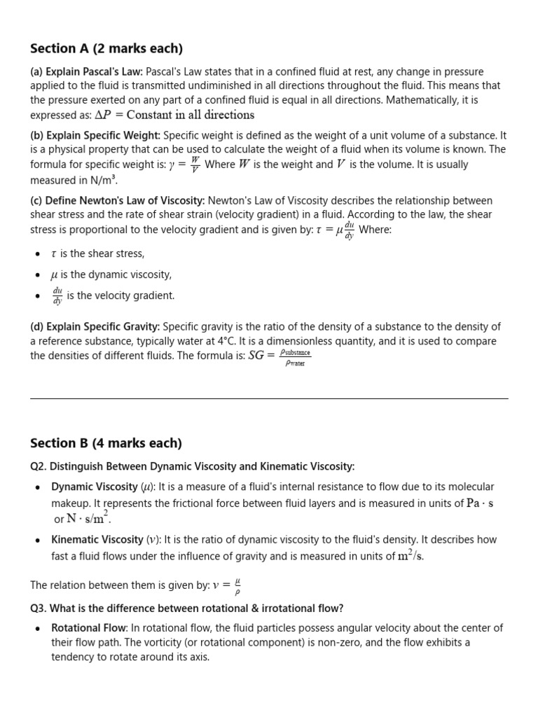 Fluid Mechanics Principles Explained | PDF | Shear Stress | Viscosity
