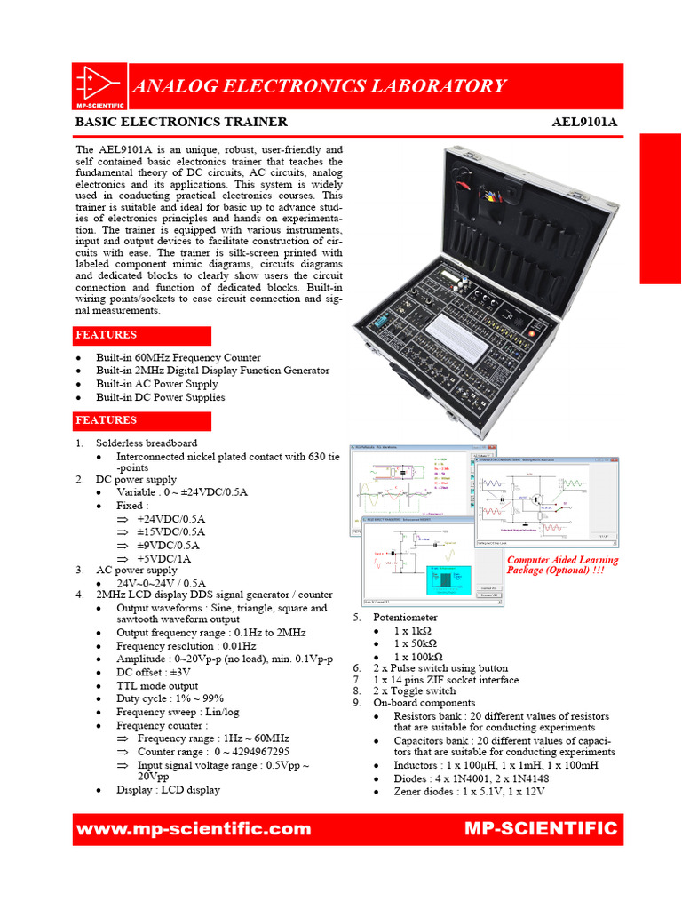 Ael9101a Basic Electronics Trainer Standard Feb 2024 | PDF | Amplifier | Electrical Network