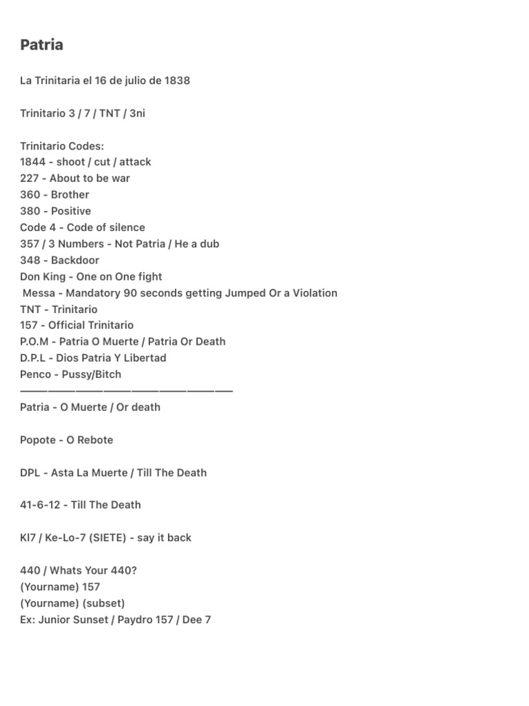Trinitario Codes and Symbols | PDF