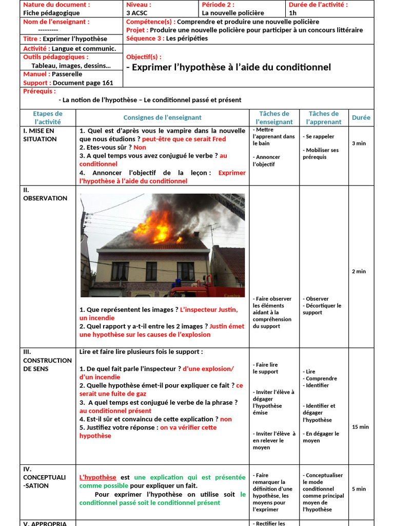Définir l'hypothèse en conditionnel | PDF | Pédagogie | Linguistique