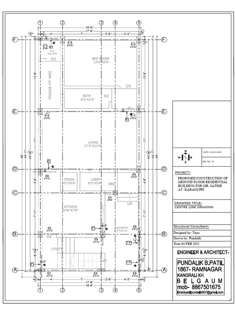 Center Line Plan for Residential Building | PDF