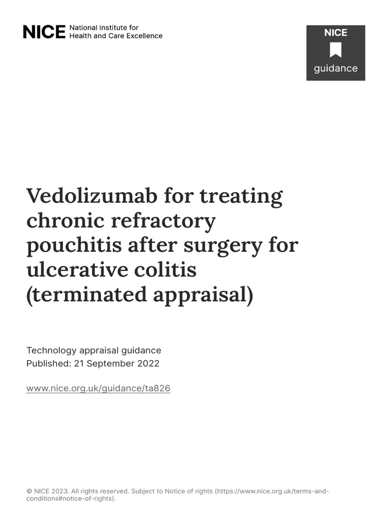 Vedolizumab For Treating Chronic Refractory Pouchitis After Surgery For ...