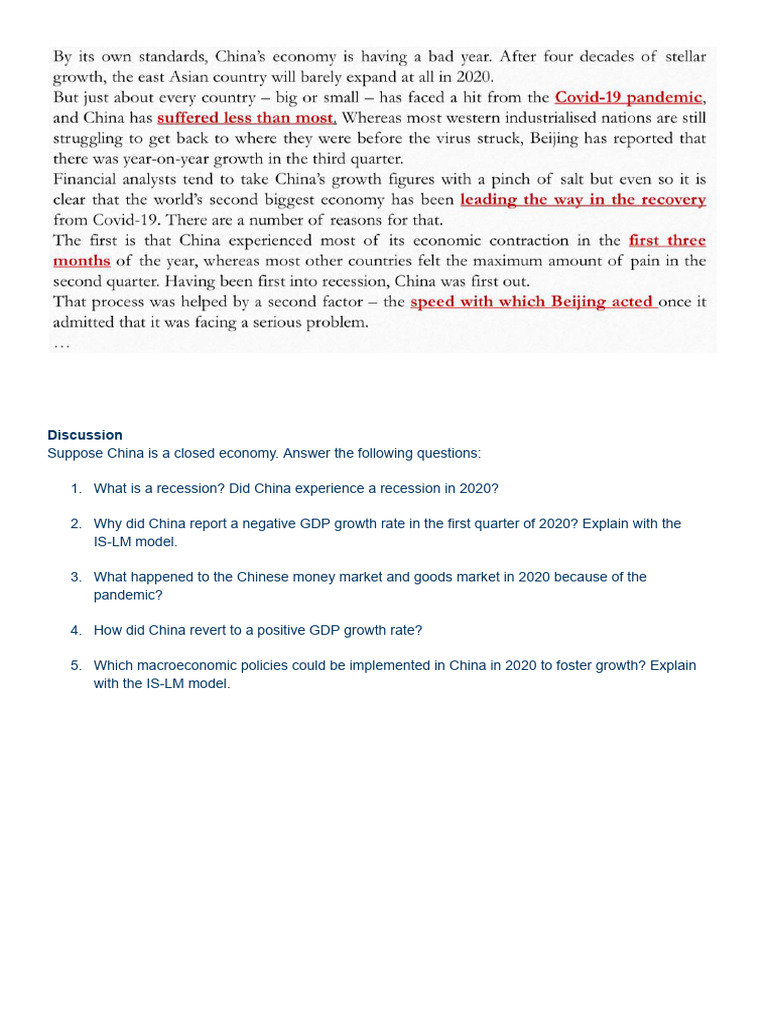 China's 2020 Economic Recession Analysis | PDF