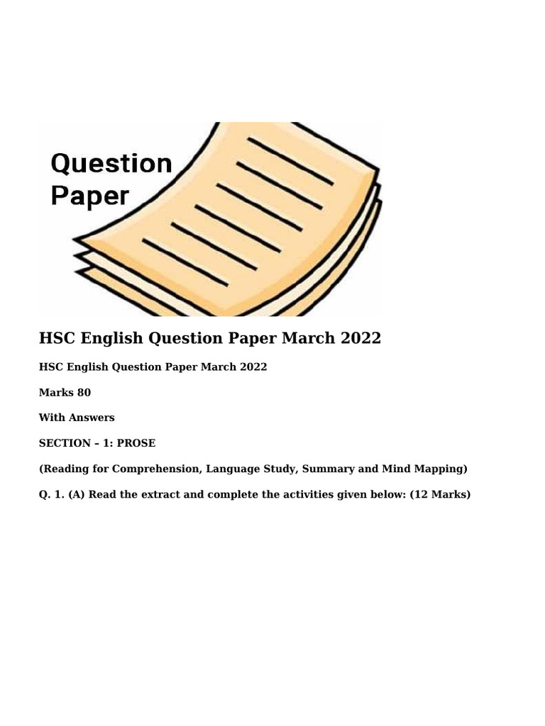 HSC English Question Paper March 2022 | PDF | Poetry
