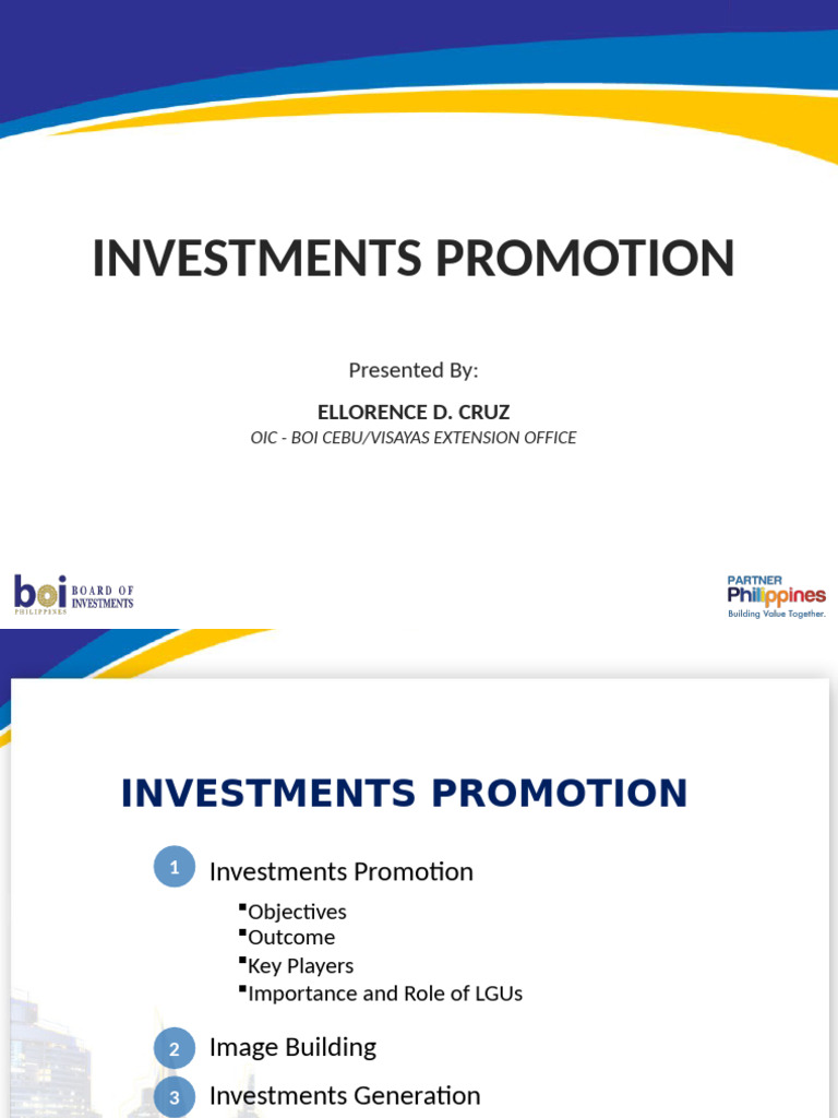 Investments Promotion for Provinces | PDF | Investing | Economies