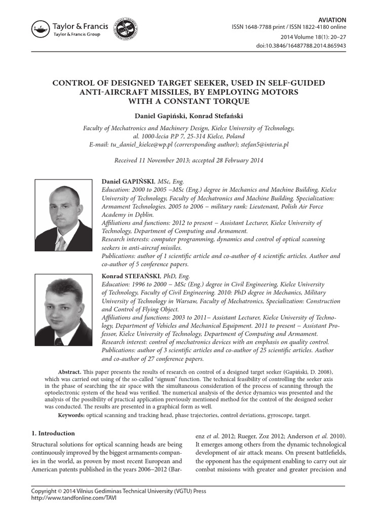 Control of Designed Target Seeker Used in Self-Gui | PDF | Rotation | Gyroscope