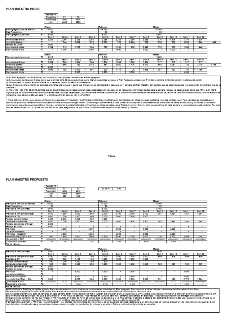 Plan Maestro - Ejemplos | PDF