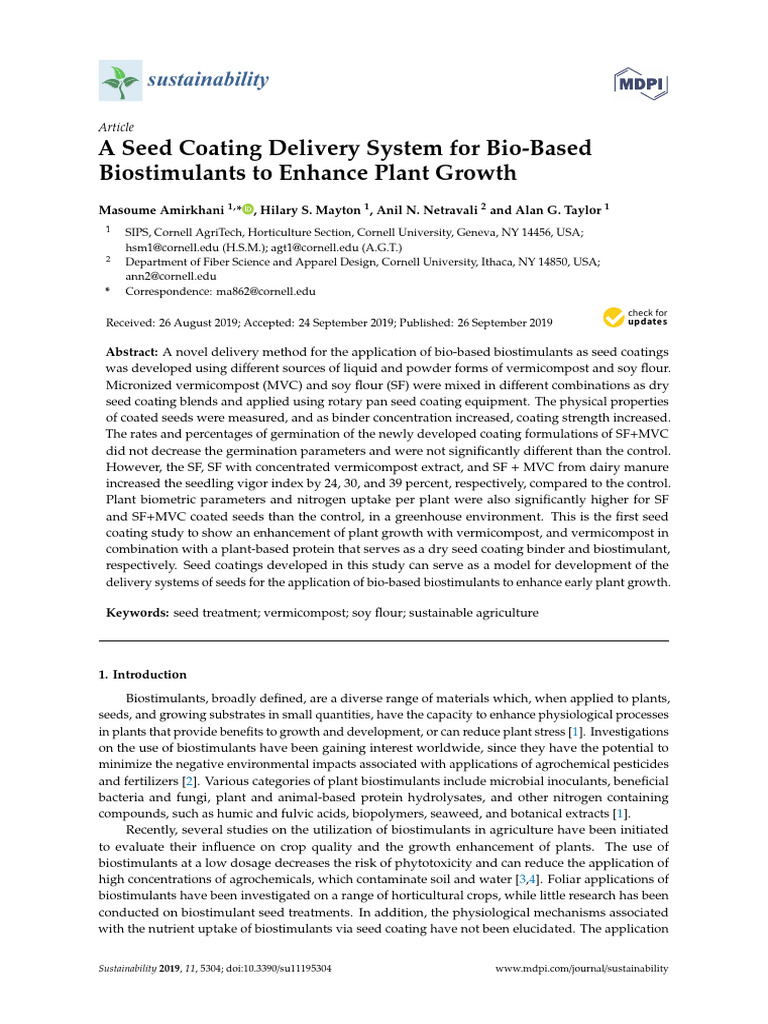 A Seed Coating Delivery System for Bio-Based BIOSTIMULANTS MUHIMU PIA ...