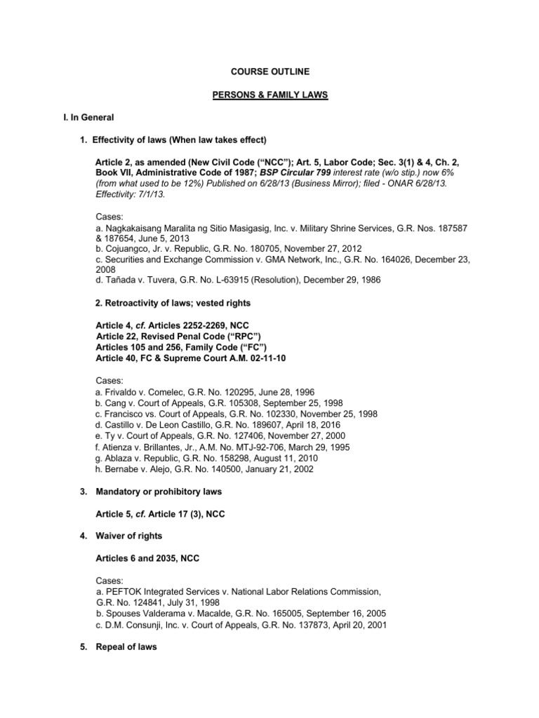 Course Outline - Civ Law Rev 1 Ay 2024-2025 | PDF | Easement | Nuisance