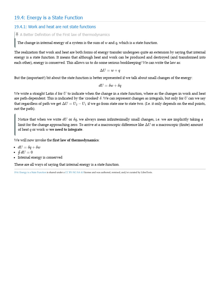 19.4 - Energy Is A State Function - Chemistry LibreTexts | PDF