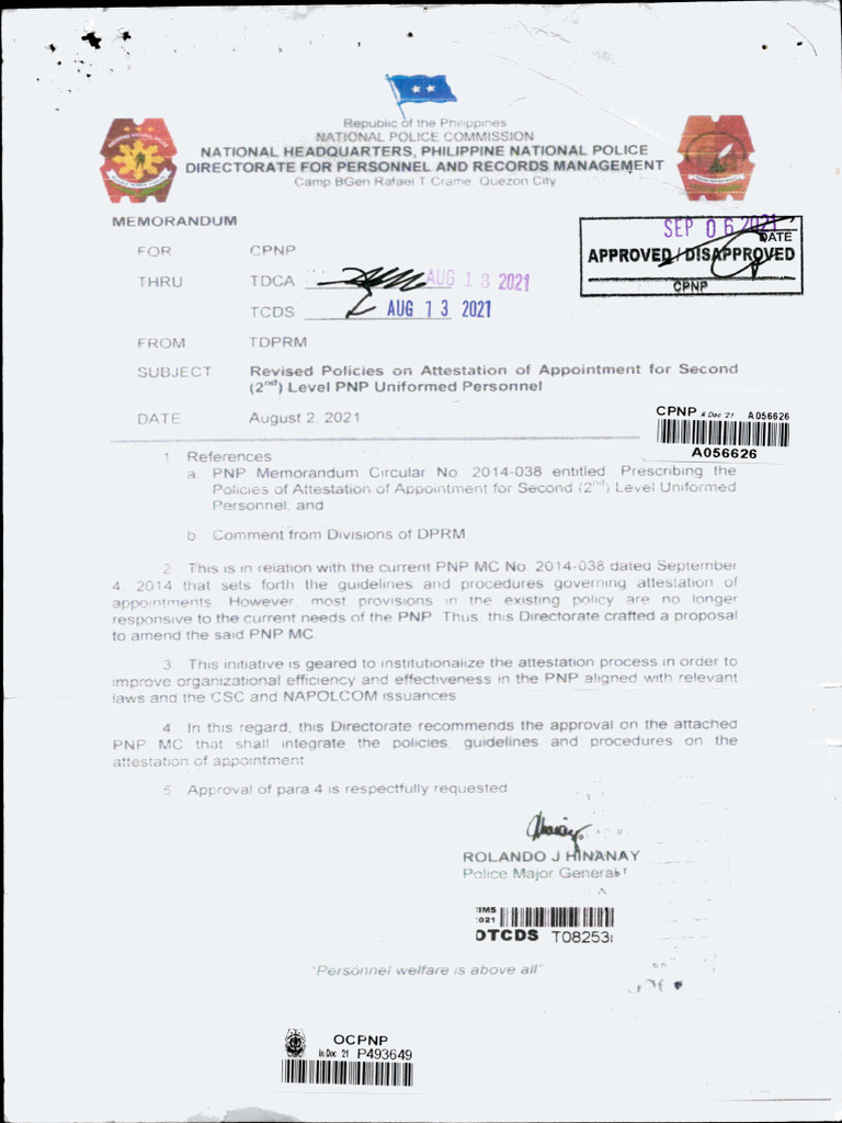 PNP MC No 2021-124 PNP MC 2021-124 Attestation | PDF