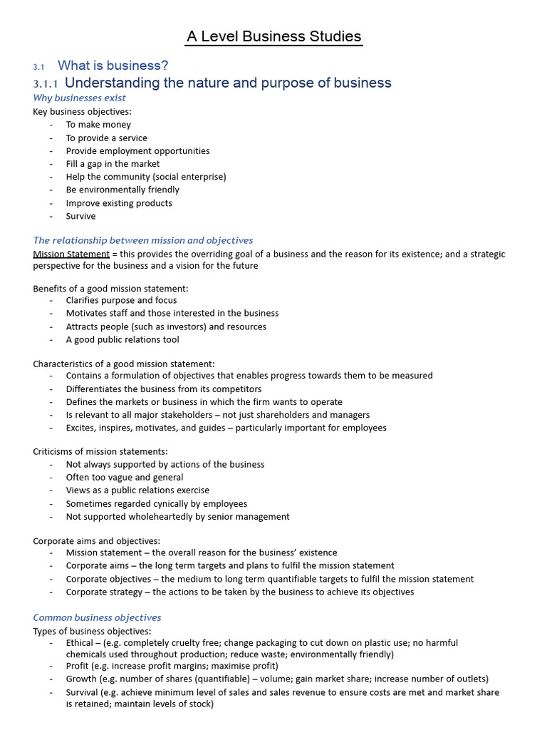 updated a level business notes | PDF | Demand | Elasticity (Economics)