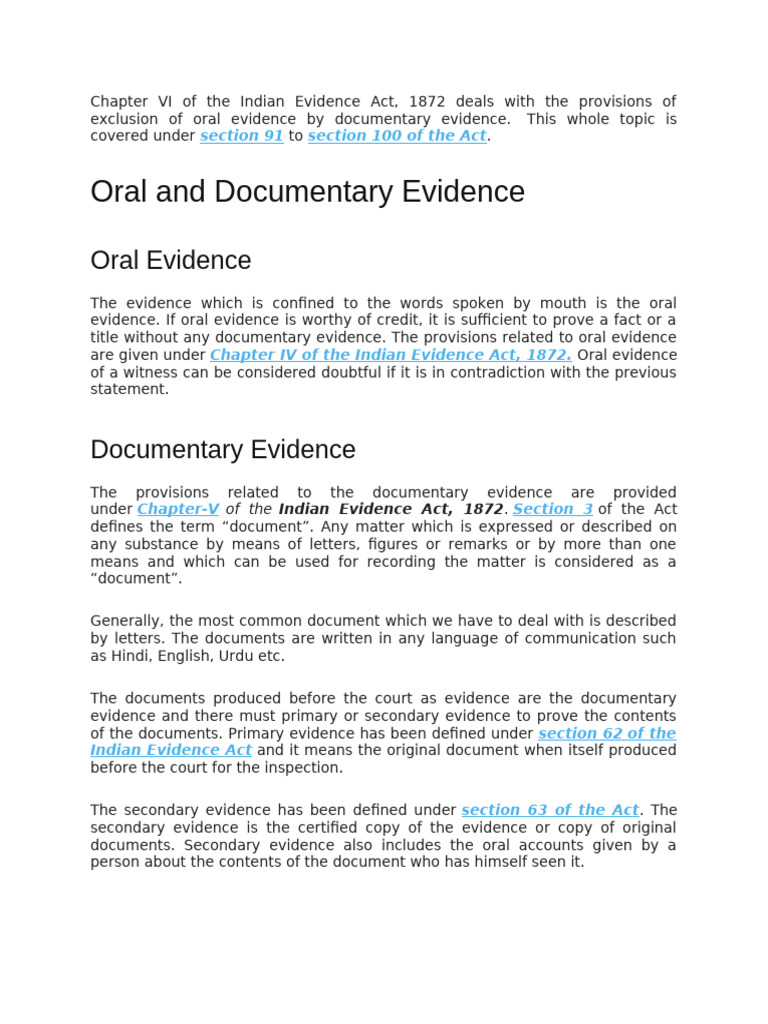 Section 91 To 100 Evidence Act | PDF | Parol Evidence Rule | Will And ...