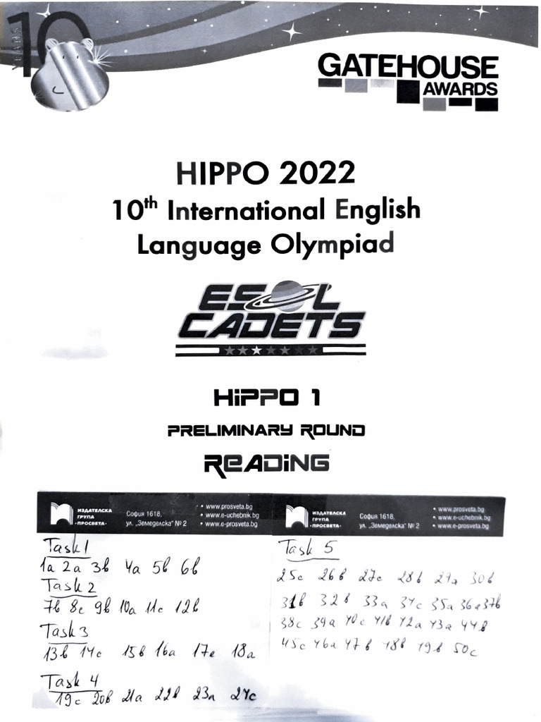 Hippo 2022 10th International English Language Olympiad | PDF