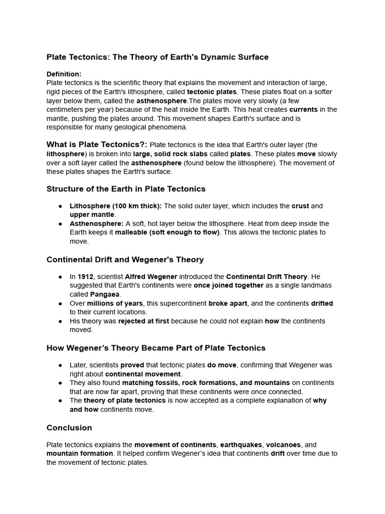 Plate Tectonics - The Theory of Earth's Dynamic Surface | PDF | Plate ...