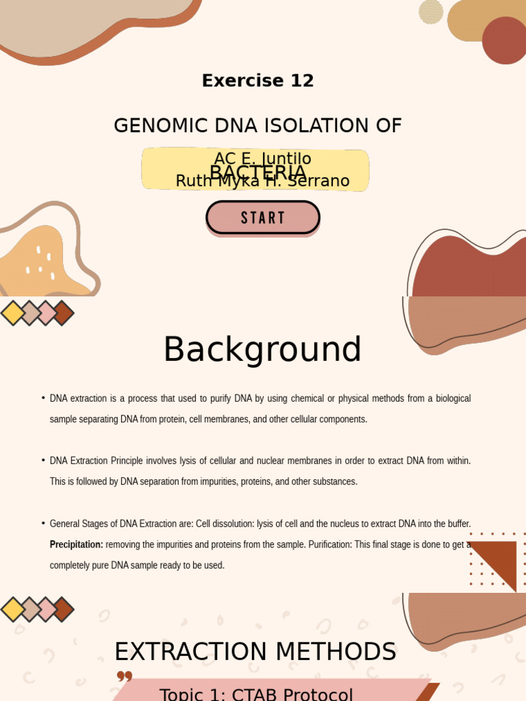 Bacterial Genomic DNA Isolation Methods | PDF | Biology | Biochemistry