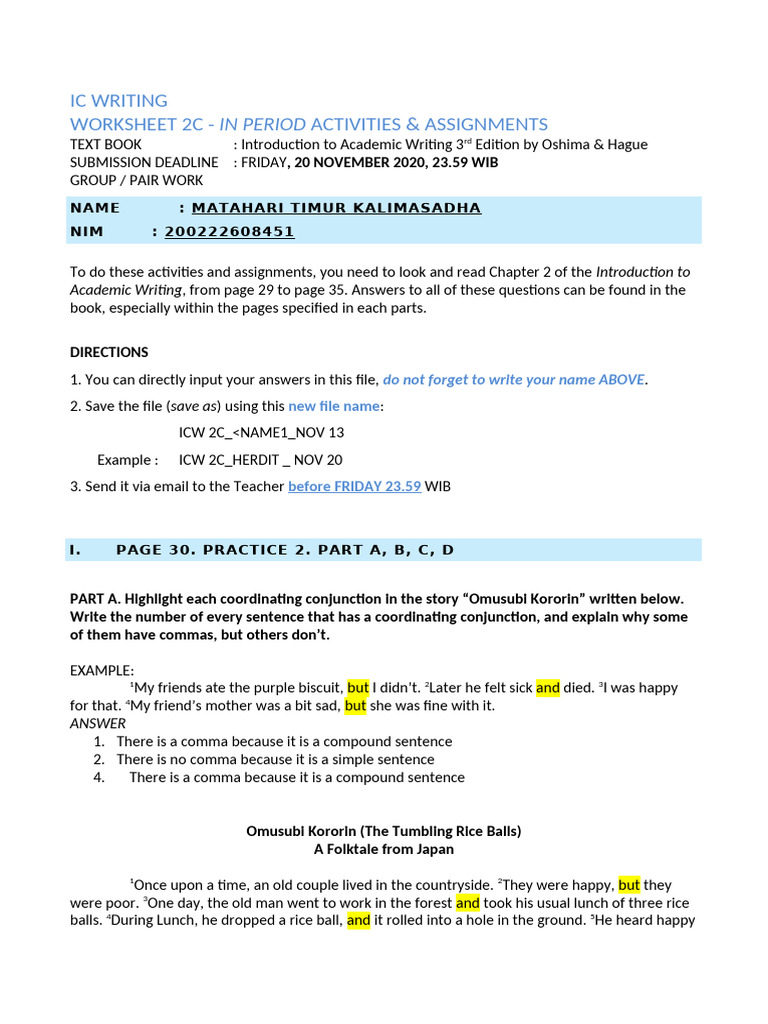 Academic Writing Worksheet 2C | PDF