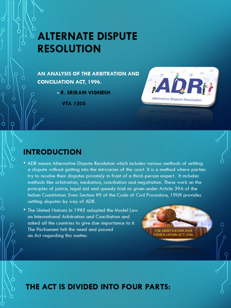 ArbitrationandConciliationActPPT | PDF | Arbitration | Alternative Dispute Resolution