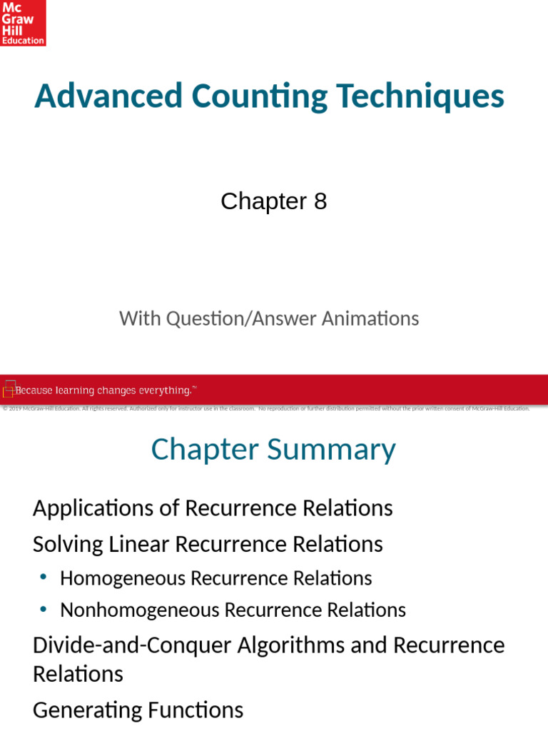 Chapter8 Adv Counting | PDF | Recurrence Relation | Algebra
