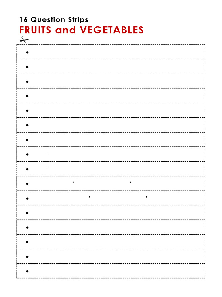 Questions Strips Fruits and Vegetables | PDF