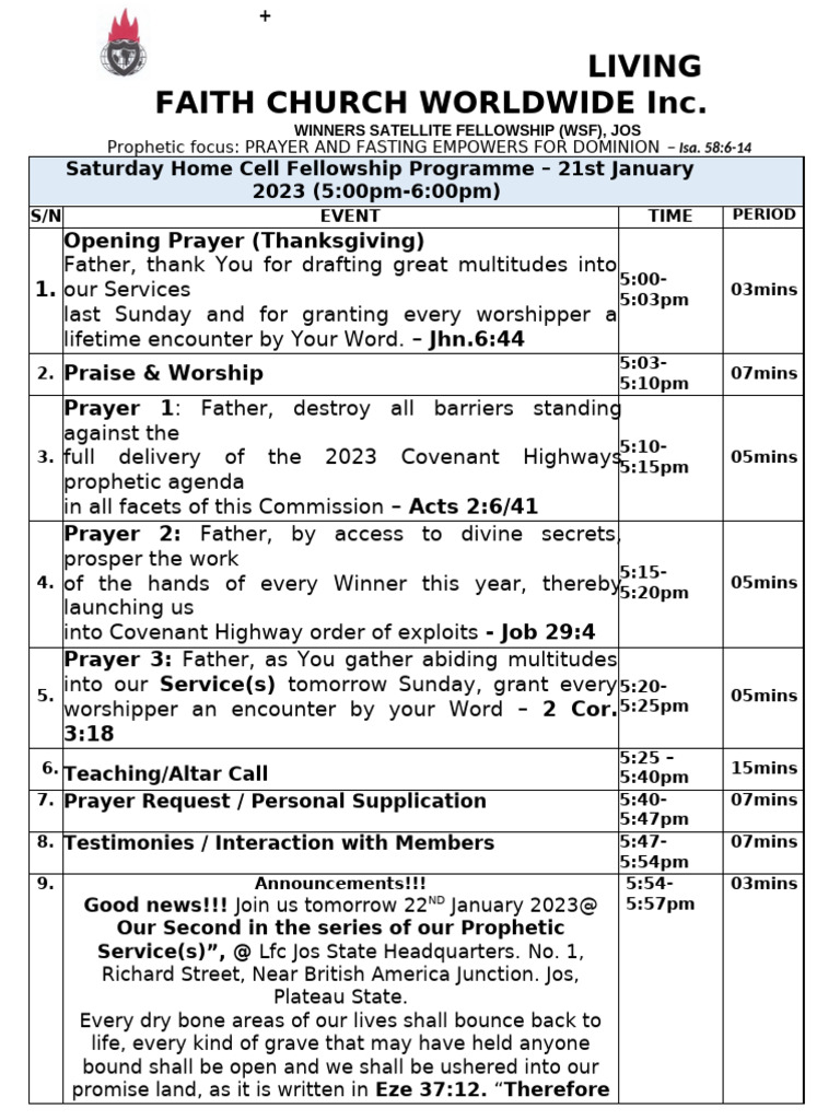 WSF Outline For 21st January2023 (LFC Jos State Headquaters) | PDF ...