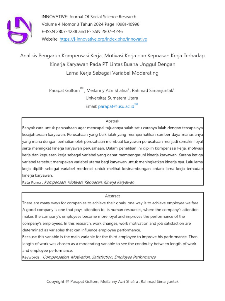 Analisis Pengaruh Kompensasi Kerja | PDF