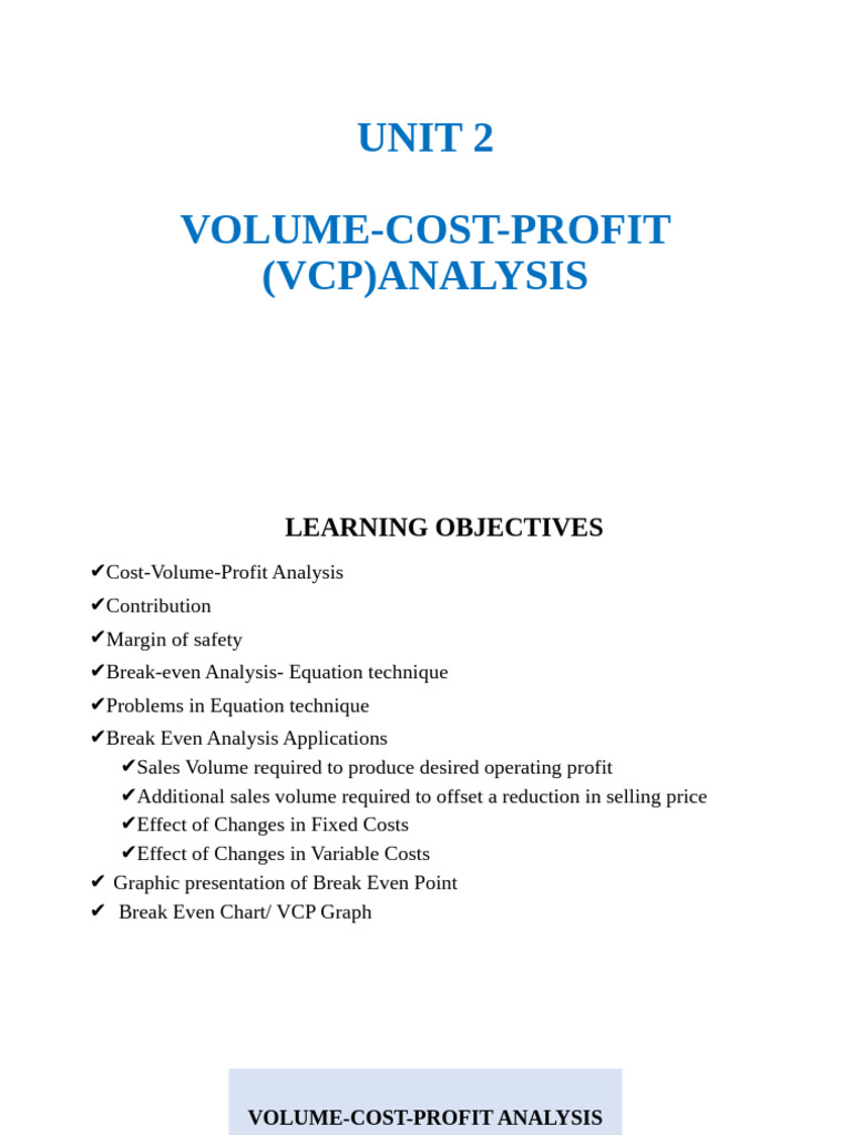 Consolidated Unit 2 CVP Analysis-1 | PDF | Profit (Economics ...